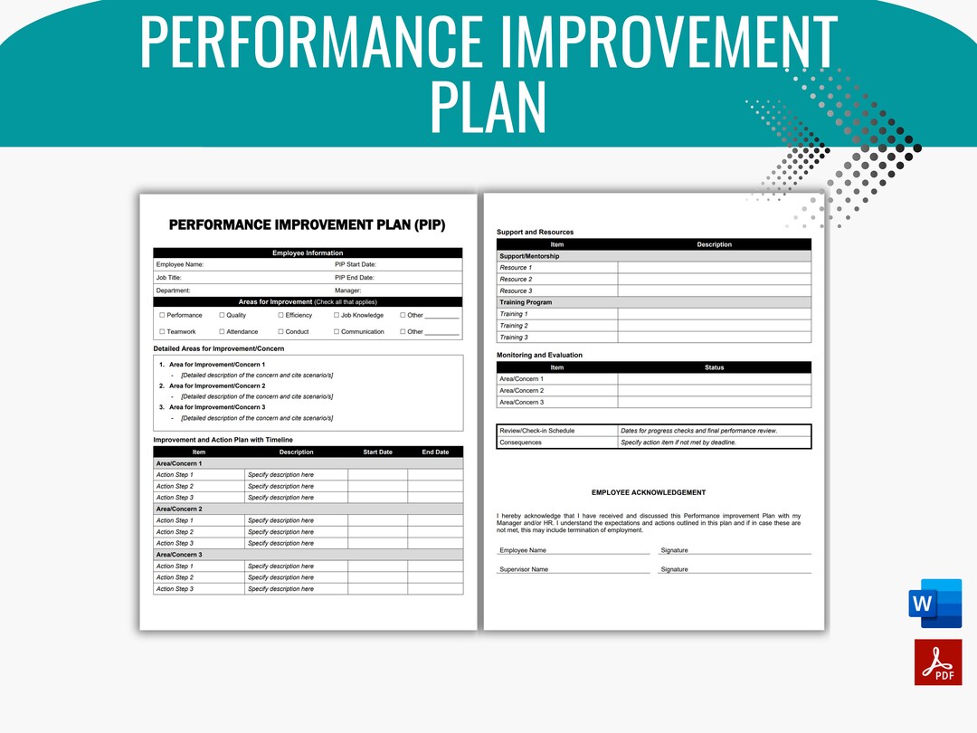 Performance Improvement Plan Template, Employee Performance, Employee ...
