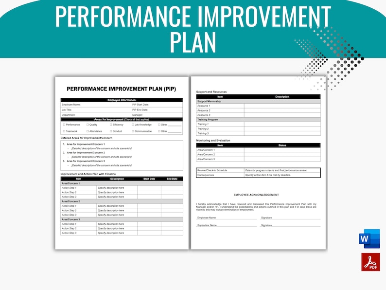 Performance Improvement Plan Template, Employee Performance, Employee ...