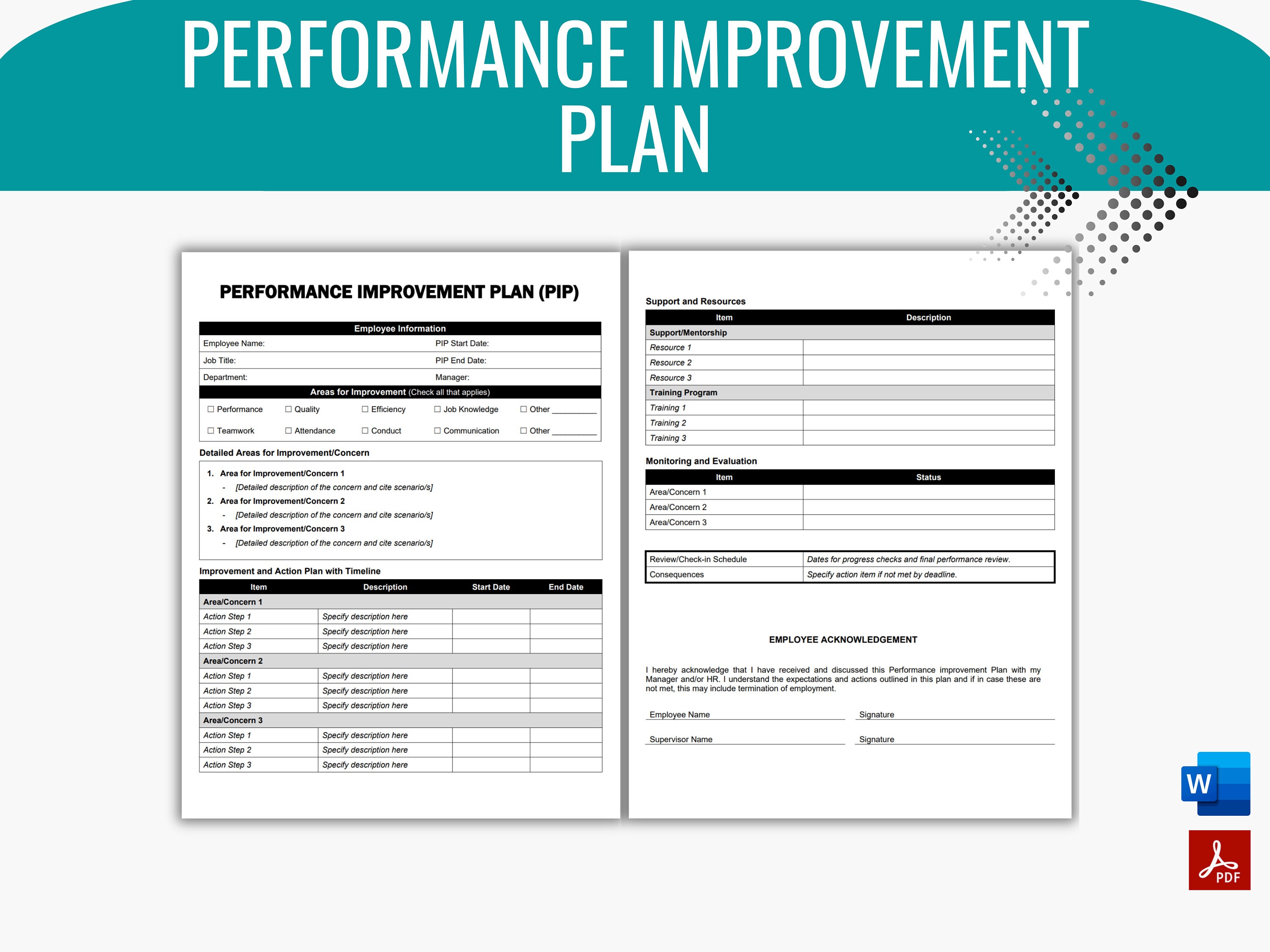 Performance Improvement Plan Template, Employee Performance, Employee ...