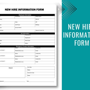 New Hire Information Sheet, New Hire Information, New Hire Form, New ...