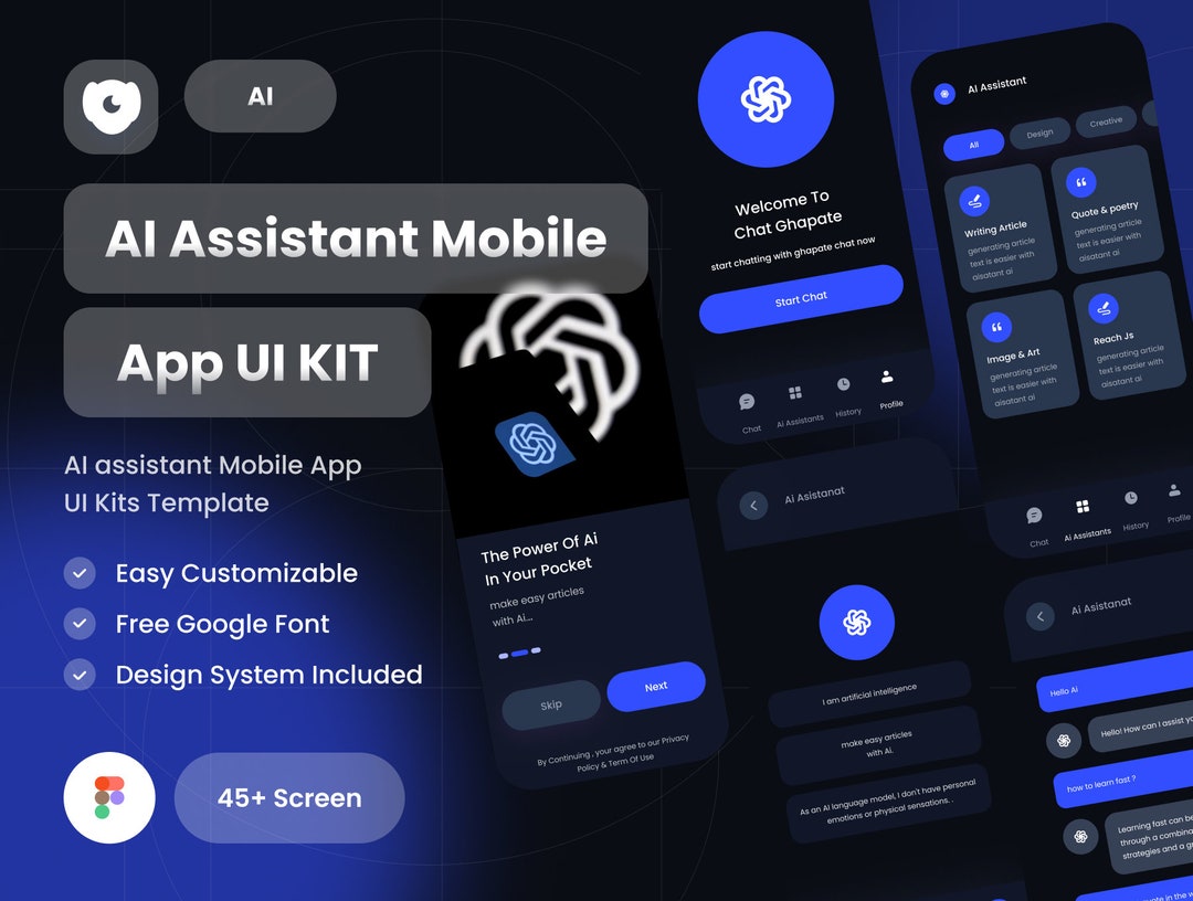 Ai Assistant Chatbot Mobile Apps UI Kit (Download Now) - Etsy Ai Assistant Chatbot Mobile Apps UI Kit (Download Now) - Etsy
