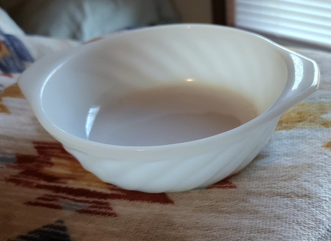Vintage Fire King Swirl Milk Glass Small Casserole Dish 1960s - Etsy