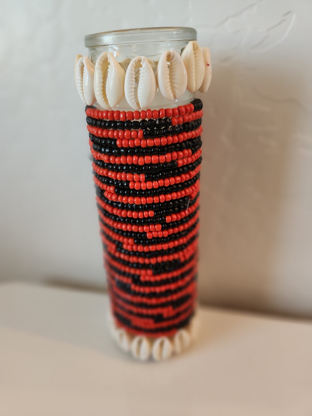 Elegua/eleggua/eleguá Beaded Candle With Cowrie Shells - Etsy