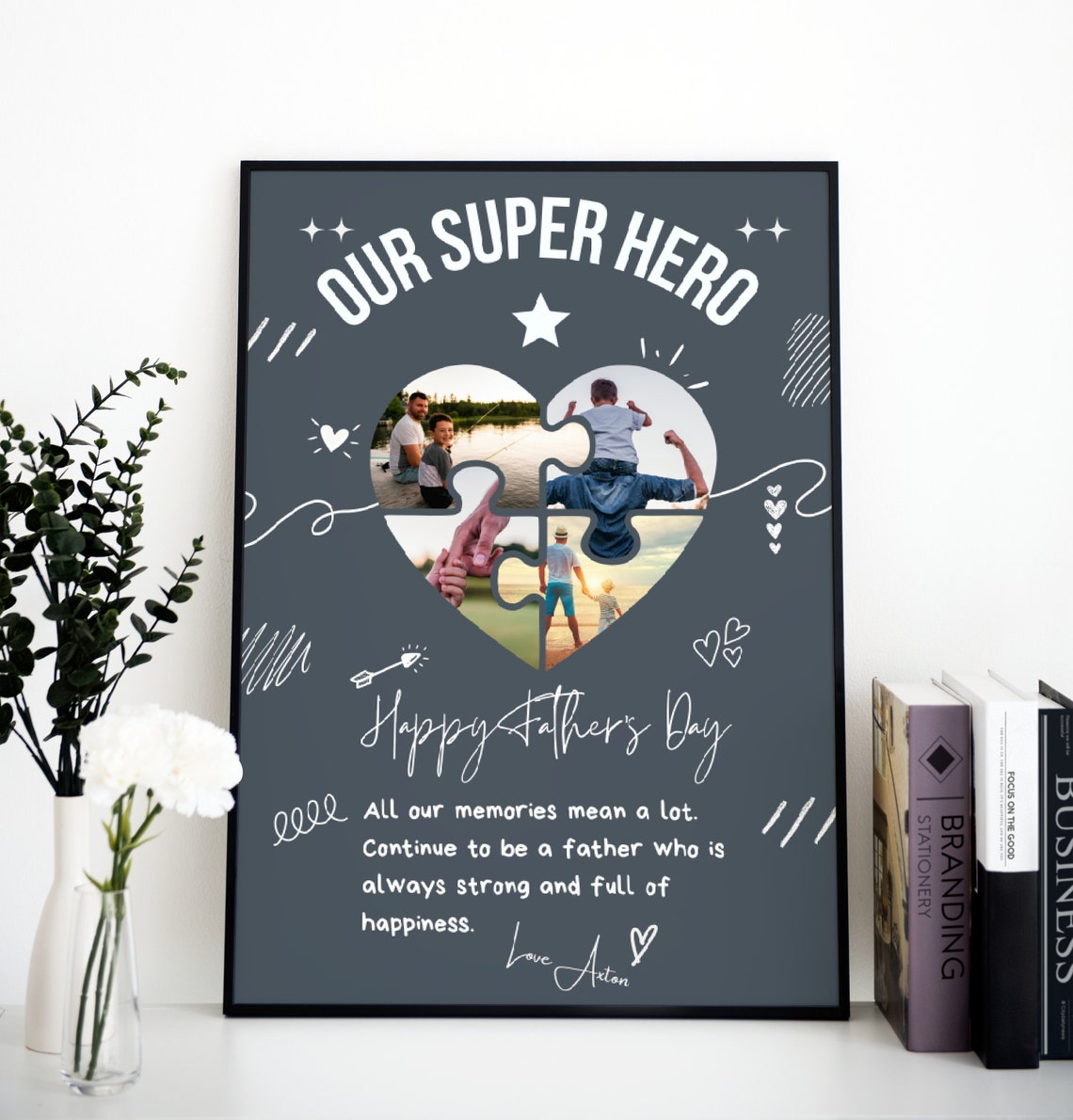 Digital Editable Super Dad Design Template for Father's Day ...
