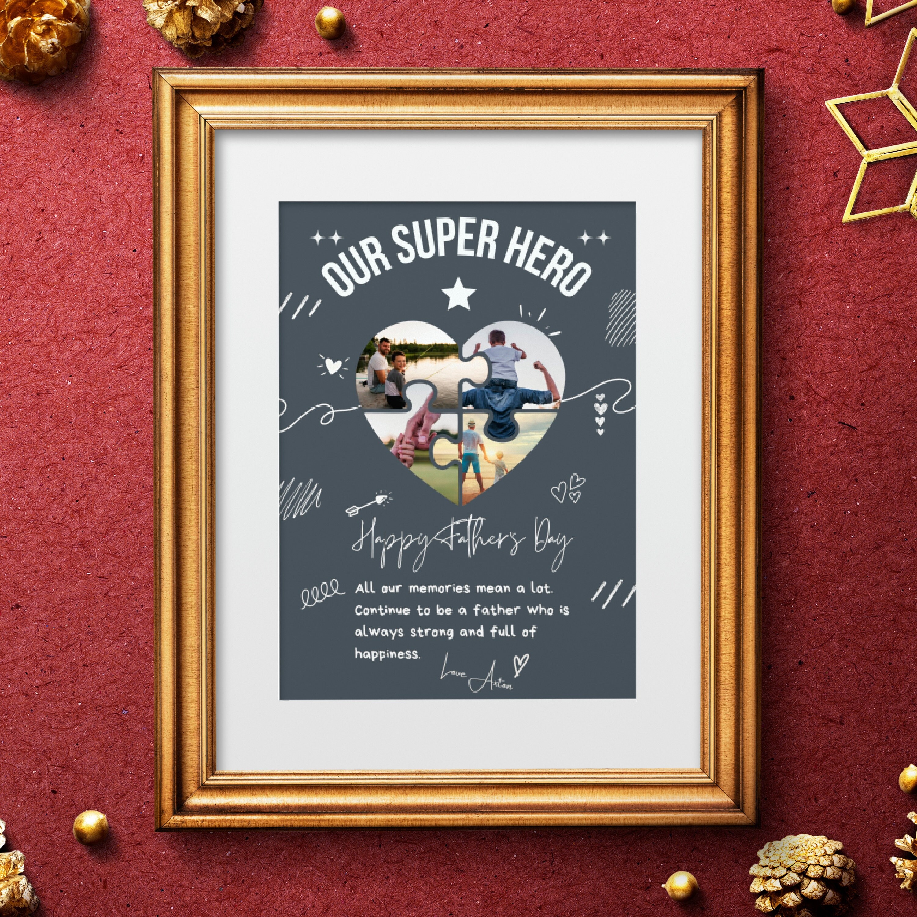 Digital Editable Super Dad Design Template for Father's Day ...