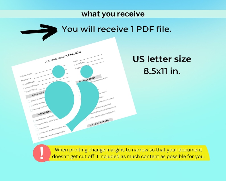 Hospice Pronouncement Checklist, Hospice Nurse Checklist, Cheat Sheet ...