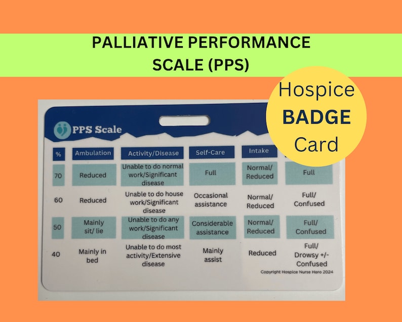 PPS Reference Card for Hospice Nurses, Palliative Performance Scale ...