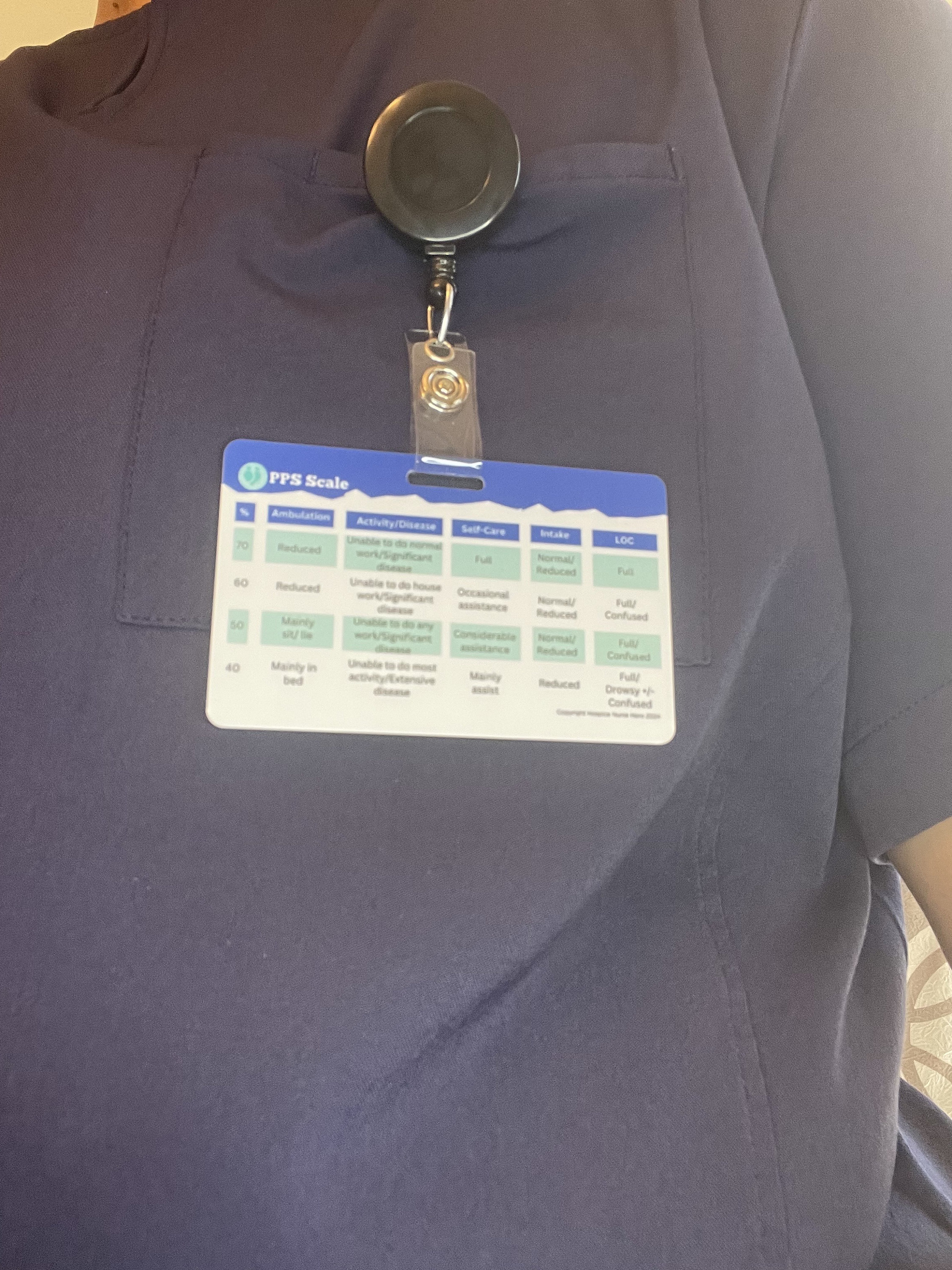 PPS Reference Card for Hospice Nurses, Palliative Performance Scale ...