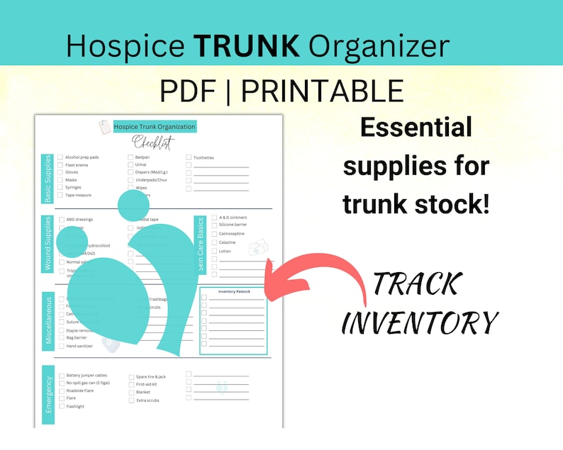 Hospice Nurse Trunk Organizer Checklist, Nurse Trunk Organization ...