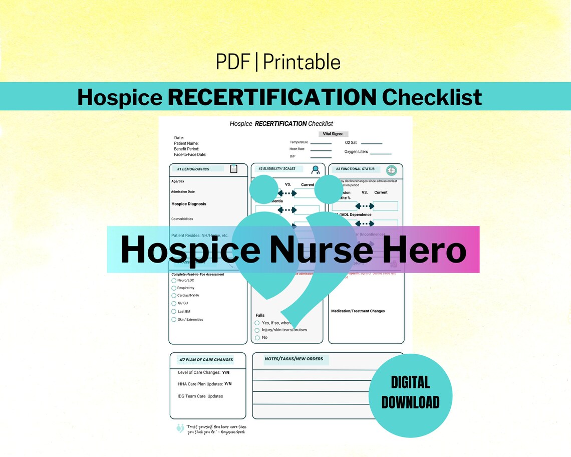 Hospice Assessment Form, Hospice Nurse Cheat Sheet, Hospice ...