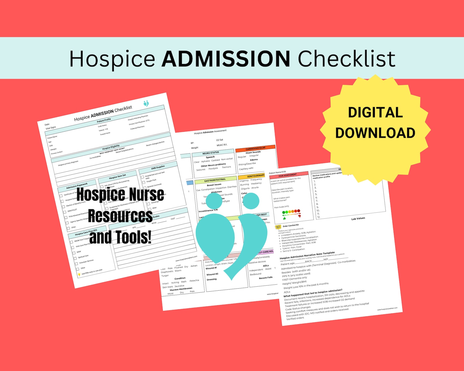Hospice Admission Checklist, Head to Toe Assessment Cheat Sheet ...