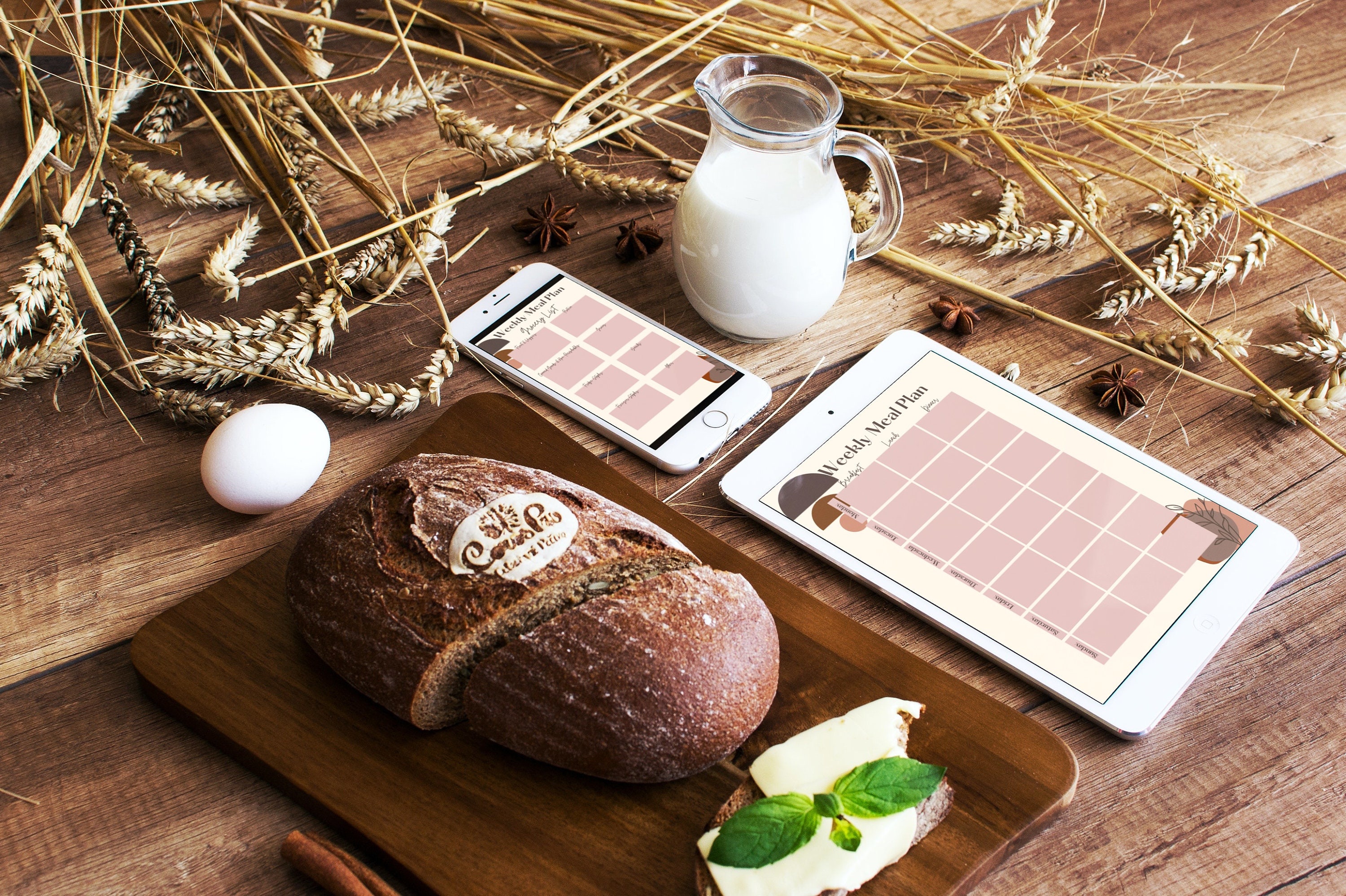 Boho Meal Planning and Grocery List Template Customizable Printable ...