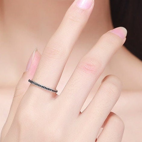 Thin Ring Black Thin Black Ring Thin Rings Black Thin Rings - Etsy
