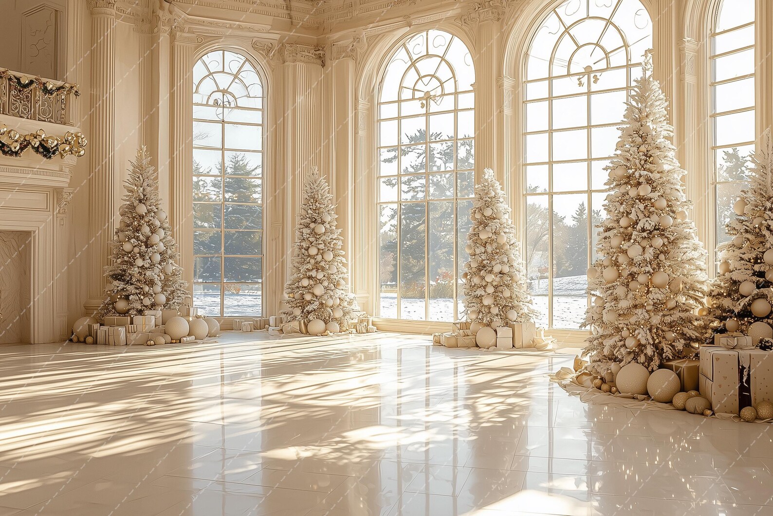 Luxury Winter Reception Hall | Holiday Event Photography Digital ...