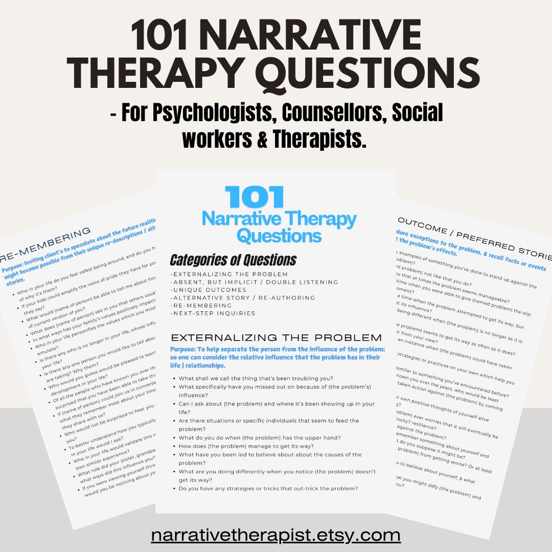 101 Narrative Therapy Questions for Psychologists, Social Workers ...