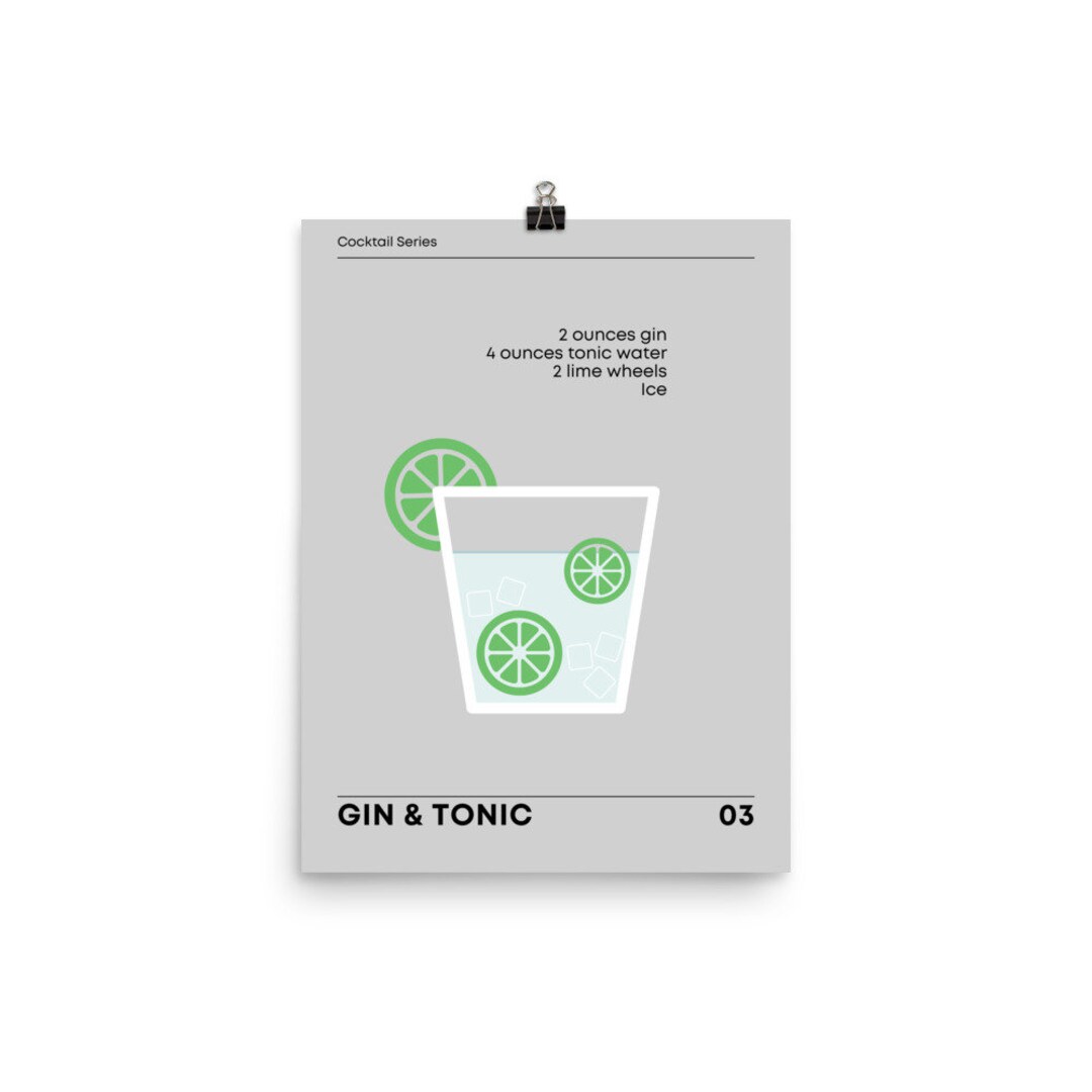 Cocktail Series: Gin & Tonic Art Print - Etsy
