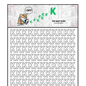 Letter K | I Spy Bucks Savings Challenge and Envelope | Letter K | Cash ...