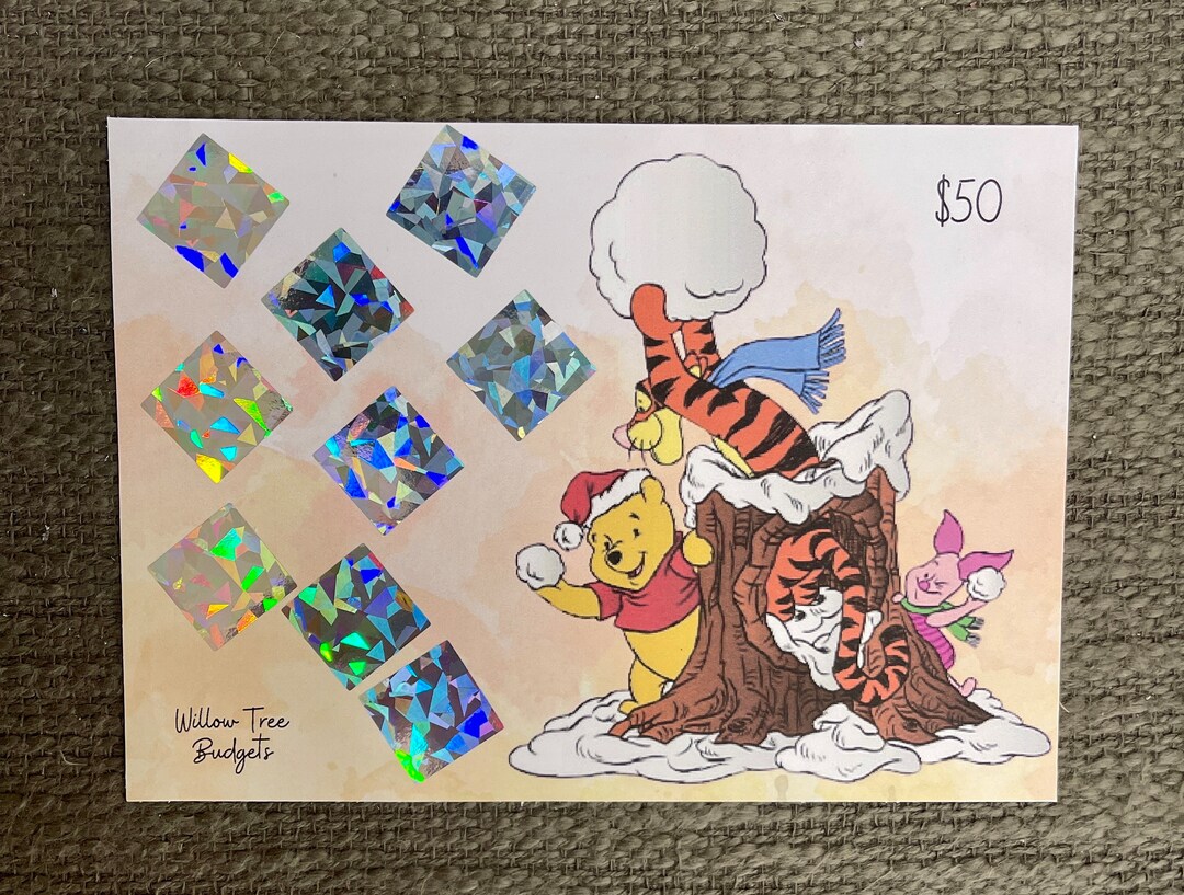 Pooh Bear Savings Challenge Scratch off (50 Dollars) | Savings ...