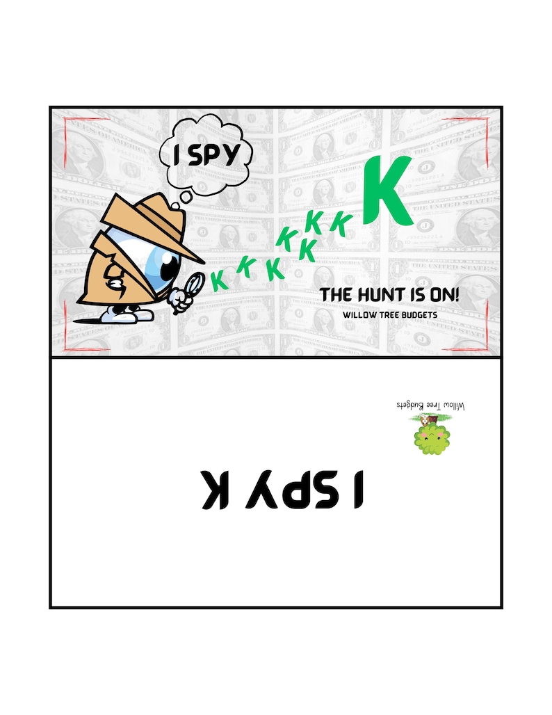 Letter K | I Spy Bucks Savings Challenge and Envelope | Letter K | Cash ...