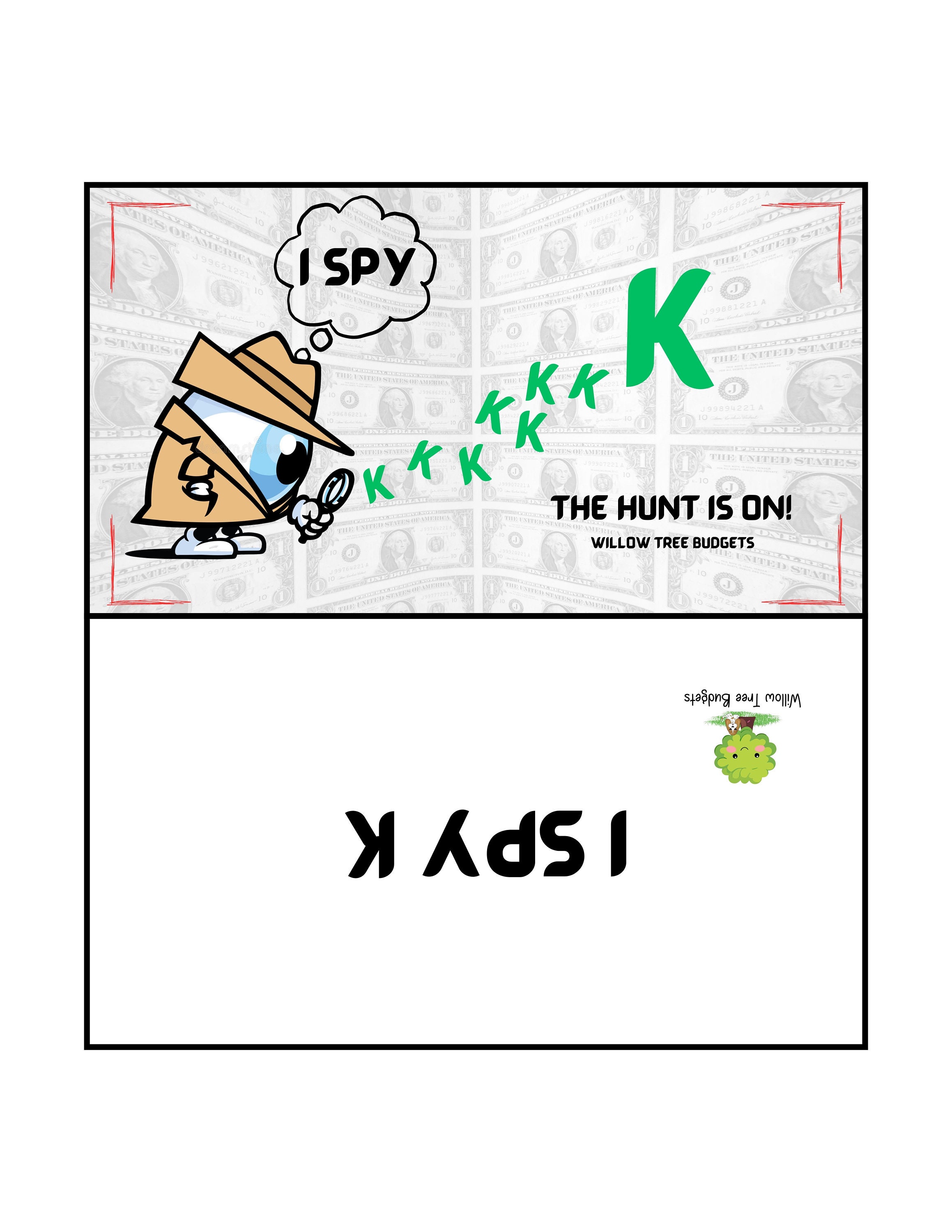 Letter K | I Spy Bucks Savings Challenge and Envelope | Letter K | Cash ...