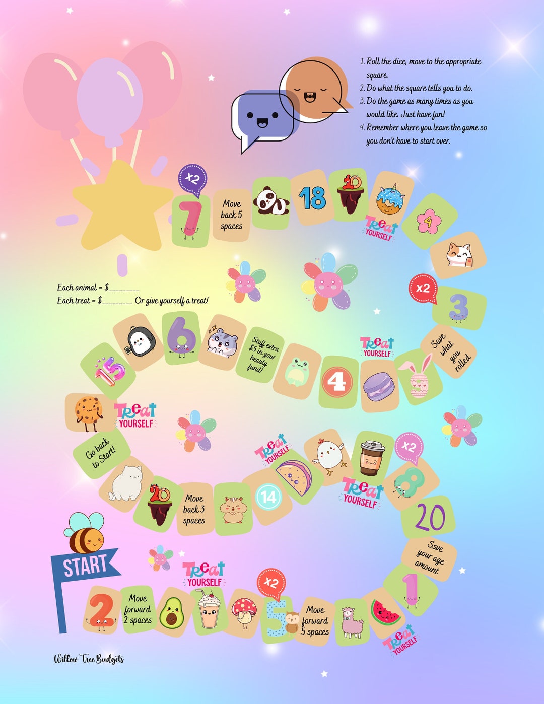 Saving Challenge Game | Treat Yourself Savings Challenge Game ...