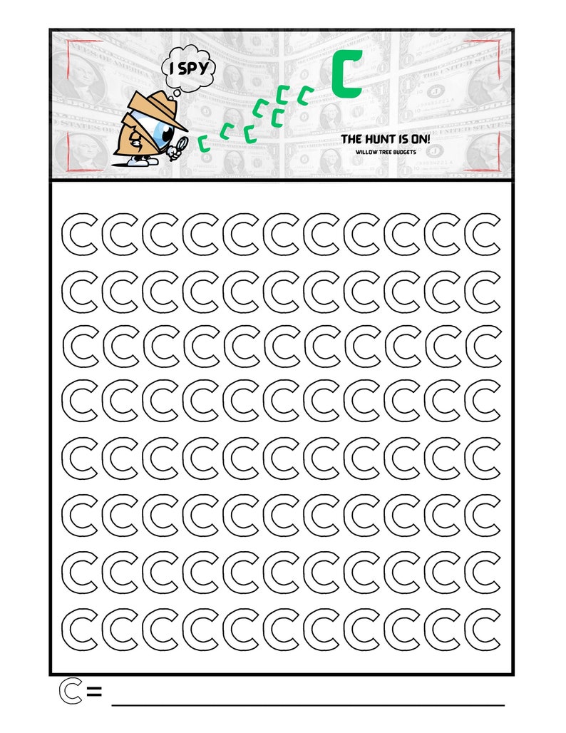 Letter C | I Spy Bucks Savings Challenge and Envelope | Letter C | Cash ...