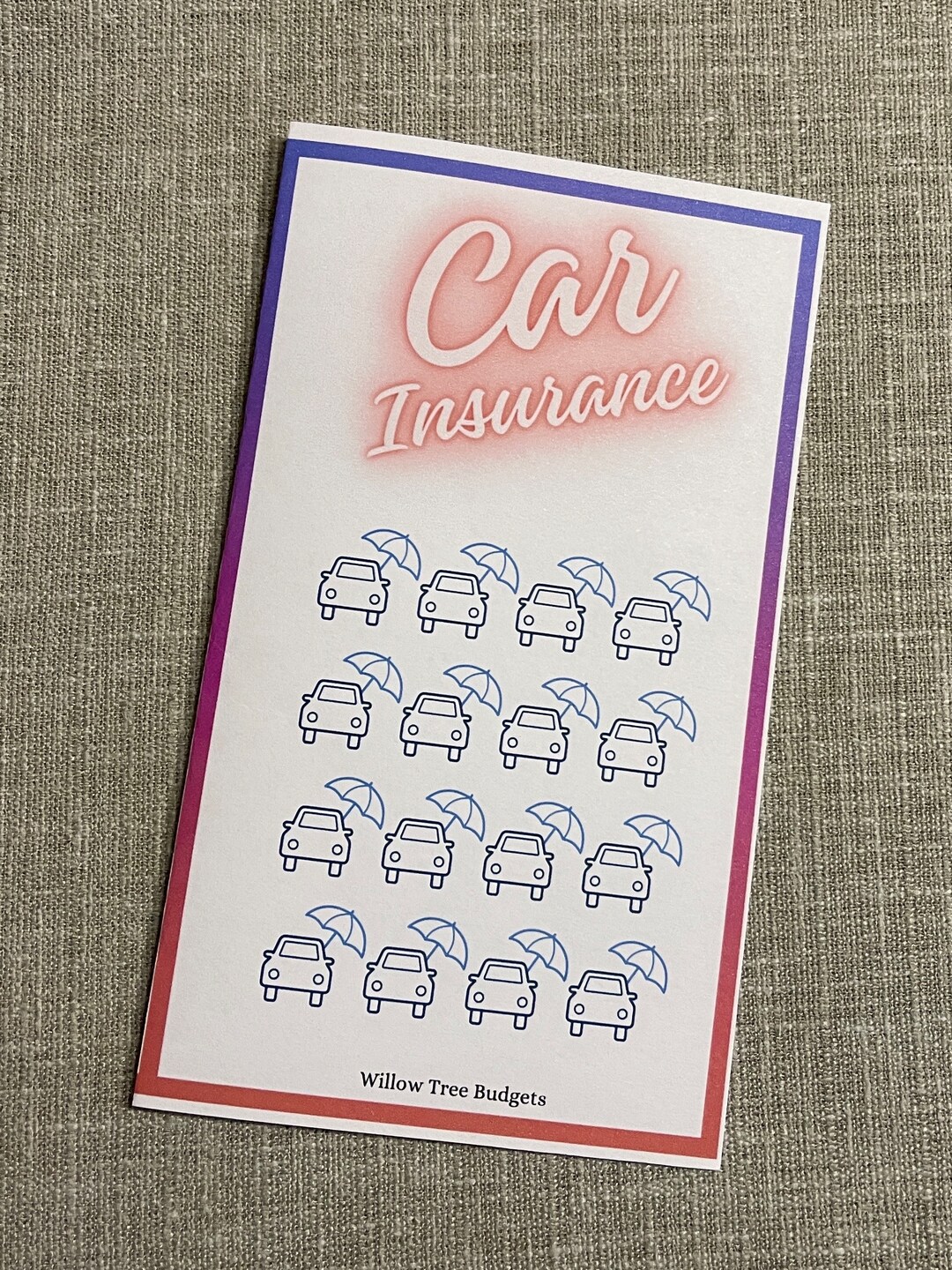 Car Insurance PHYSICAL A6 Savings Challenge and Envelope in One - Etsy