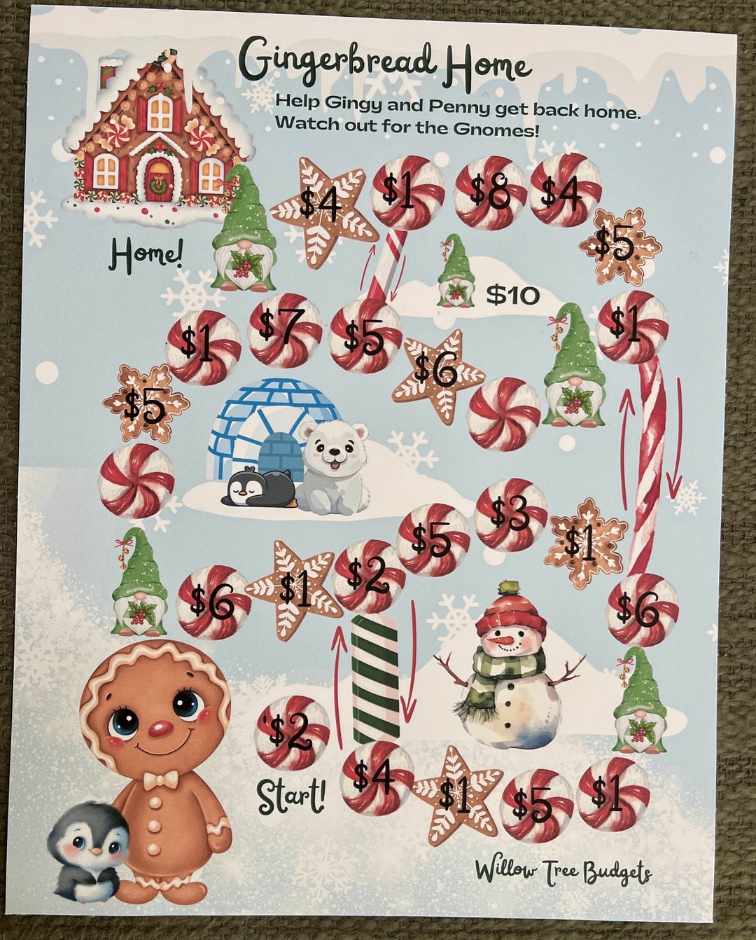 Gingerbread Home Christmas Savings Challenge Game | Savings Challenge ...