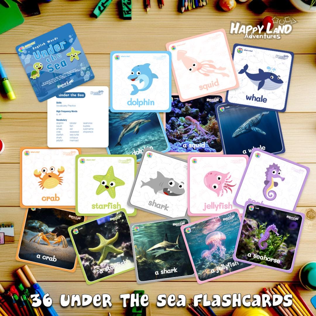 Dive Into Learning: Adorable Printable Sea Creature Flashcards - Etsy