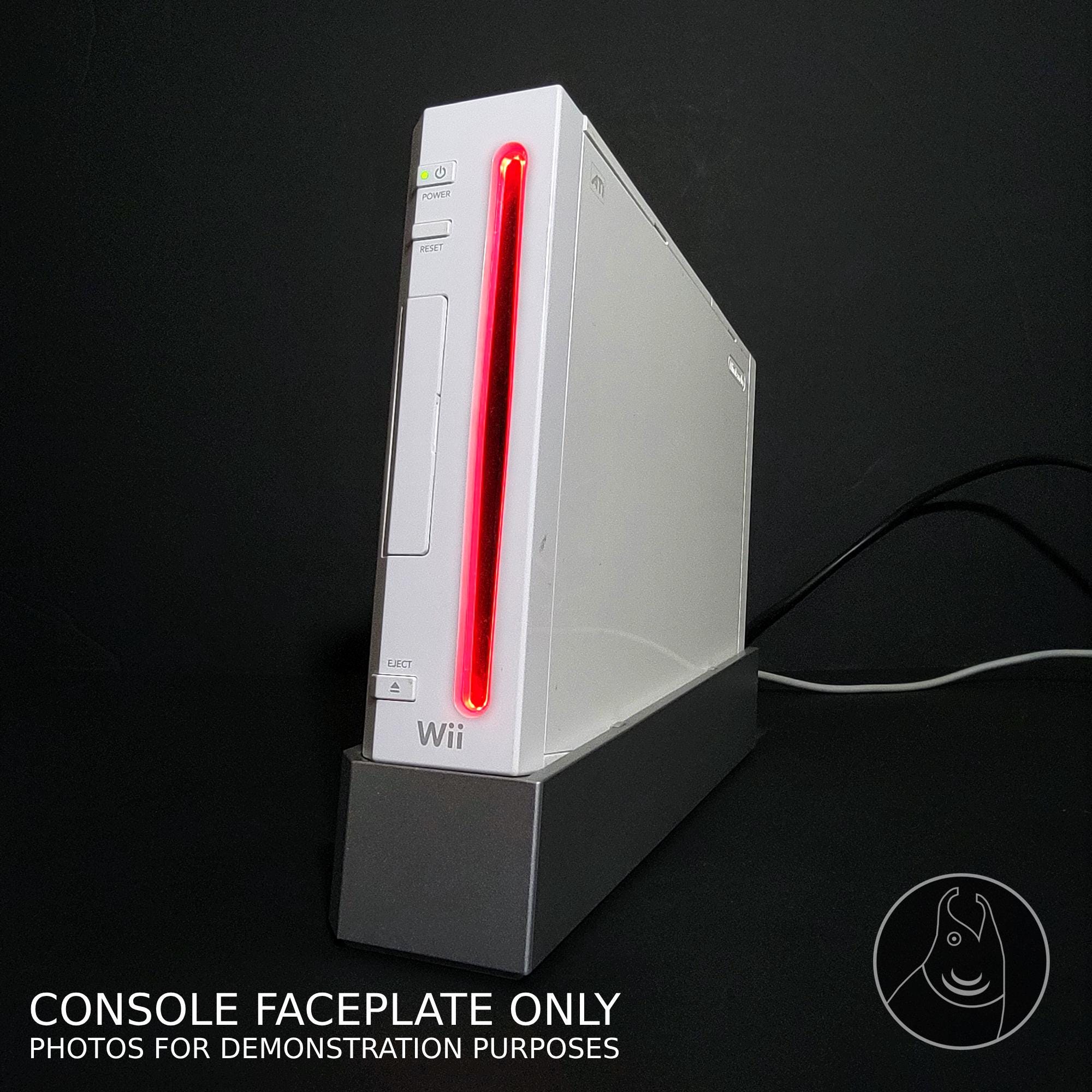 Custom White Nintendo Wii Faceplate - Red Disc Slot LED Mod - Faceplate ...