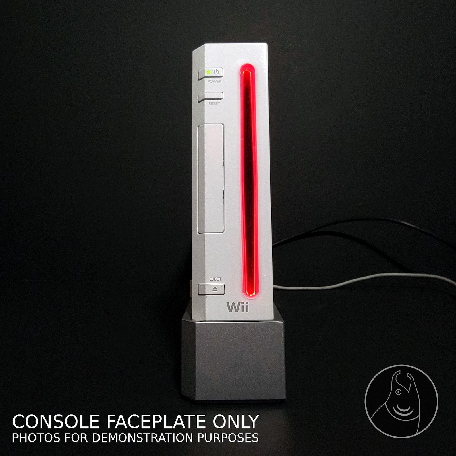 Custom White Nintendo Wii Faceplate - Red Disc Slot LED Mod - Faceplate ...