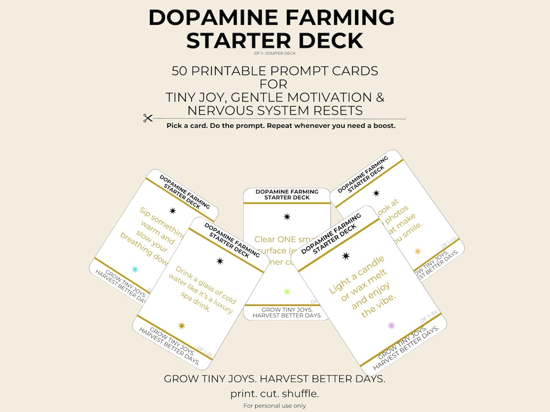 Dopamine Farming Cards, ADHD Self Care Prompts (instant Download) - Etsy