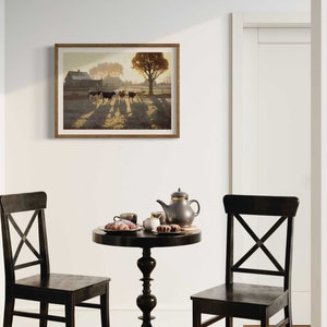 Vintage Cow Farmhouse Print Farm-artprintable Dairy Farm Painting Dairy ...