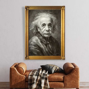 Vintage Portrait Man Albert Einstein Print Antique Portrait Art Digital ...