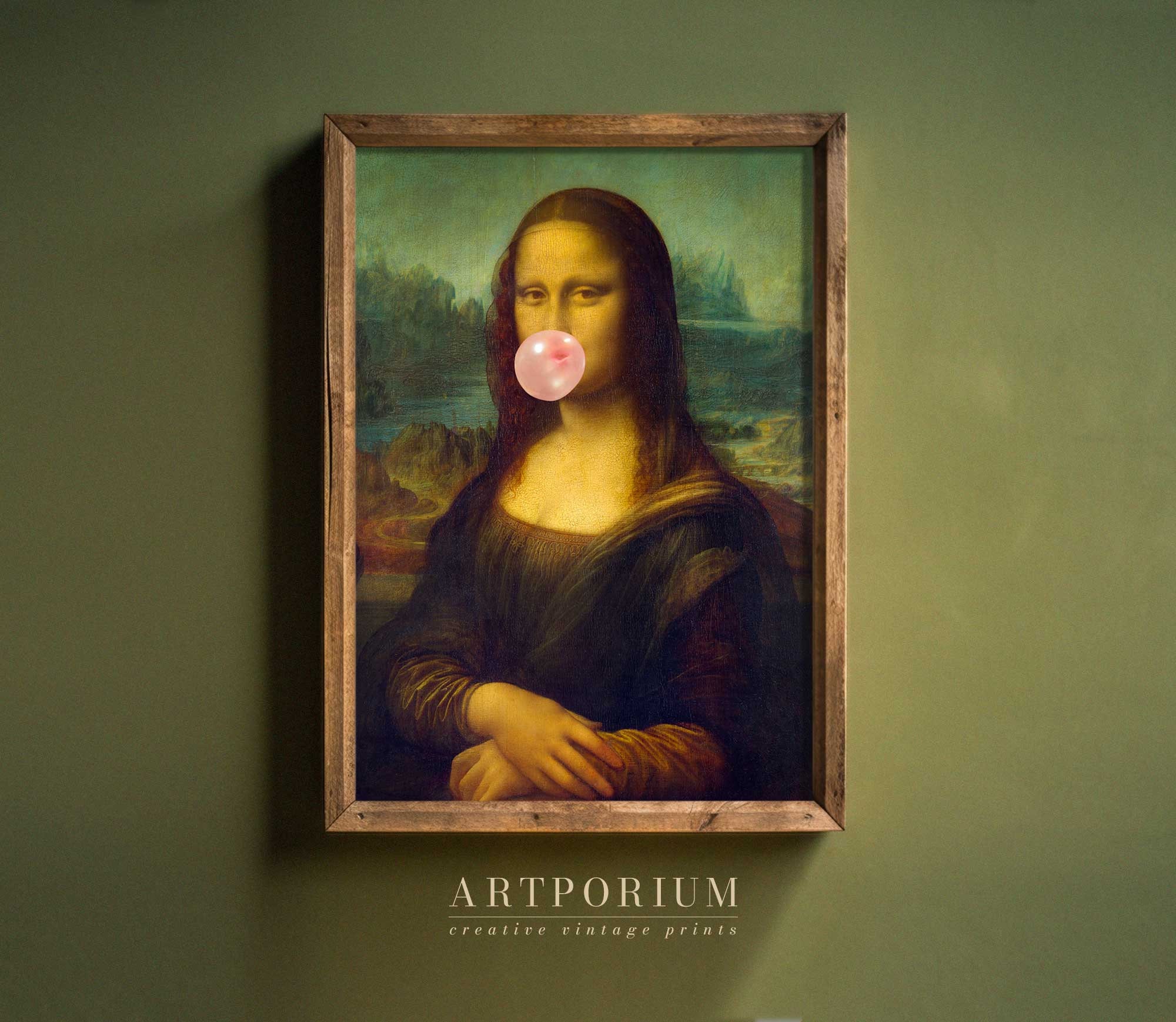 Mona Lisa Bubblegum Mona Lisa Blowing Bubblegum Artwork Mona Lisa