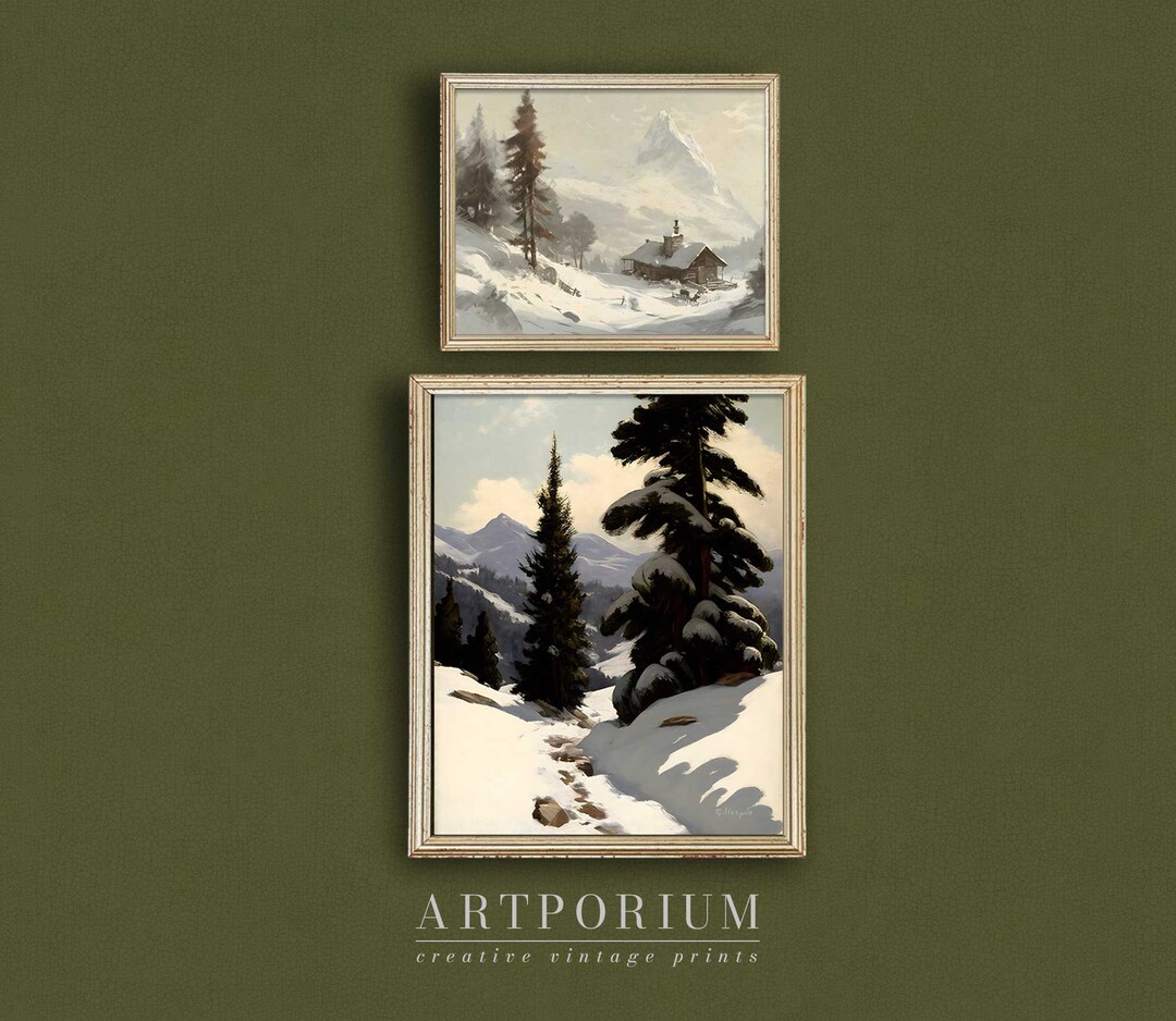Winter Scene Print Gallery Set Art Print Neutral Wall Art Snowy ...