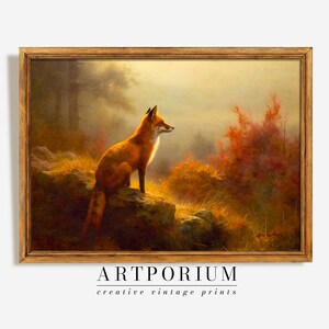 Vintage Fox Art Print | Fox Hunting Painting | Animal Wall Art Rustic ...