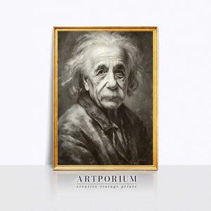 Vintage Portrait Man Albert Einstein Print Antique Portrait Art Digital ...