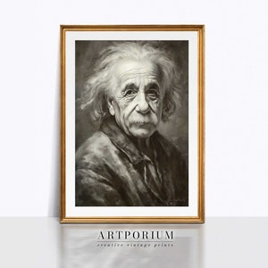 Vintage Portrait Man Albert Einstein Print Antique Portrait Art Digital Art PRINTABLE Famous ...