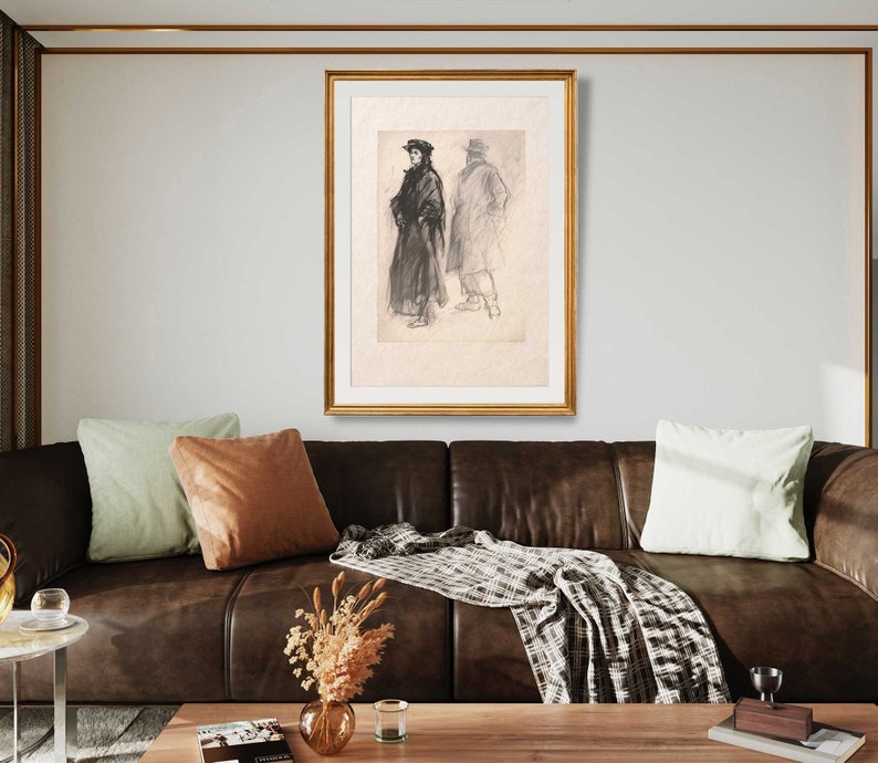 Lady Gentleman Vintage Pencil Sketch Man Woman People Pencil Drawing ...