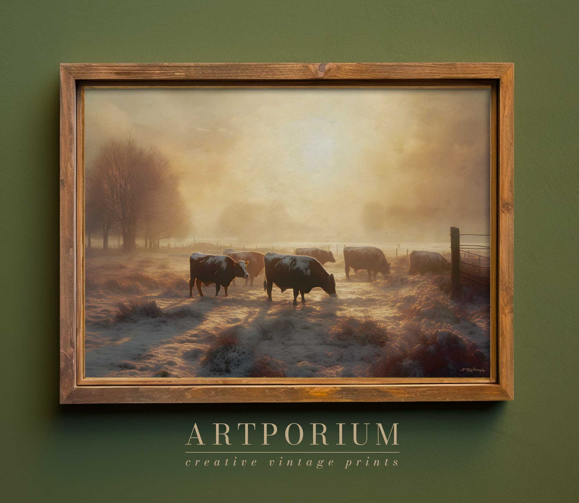 Vintage Cow Farmhouse Print Farm-artprintable Dairy Farm Painting ...