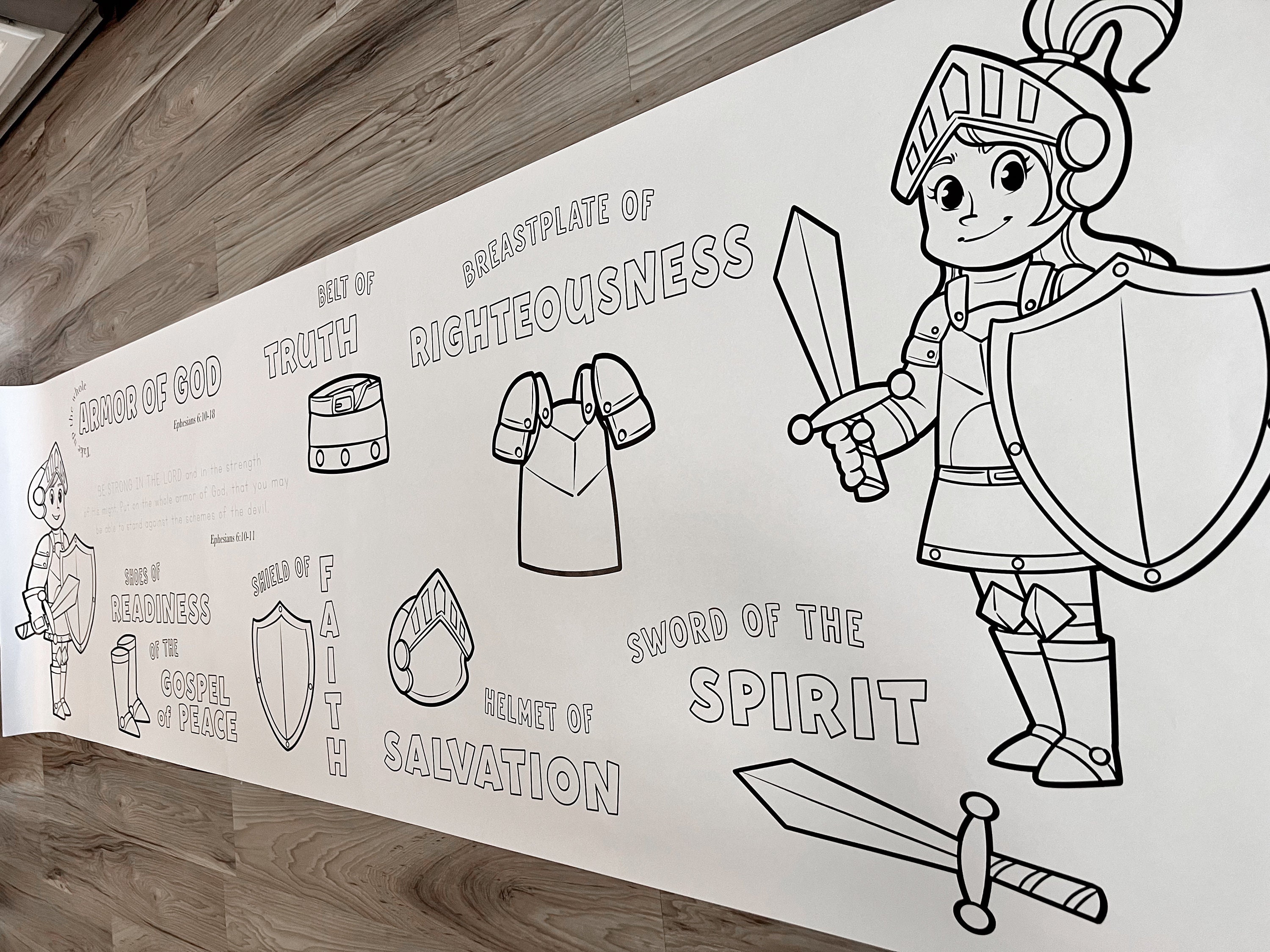 Armor of God Bible Banner - 8ft Long Large Christian Themed Coloring ...