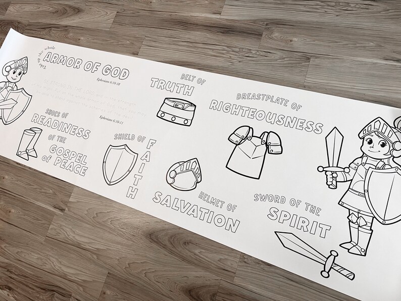 Armor of God Bible Banner - 8ft Long Large Christian Themed Coloring ...