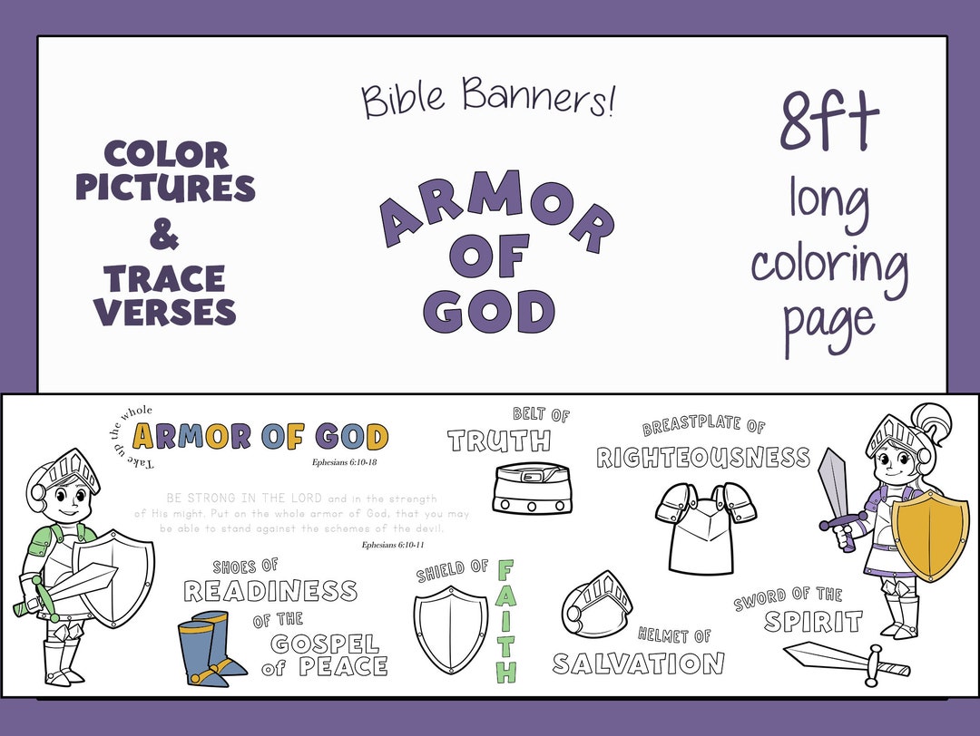 Armor of God Bible Banner - 8ft Long Large Christian Themed Coloring ...