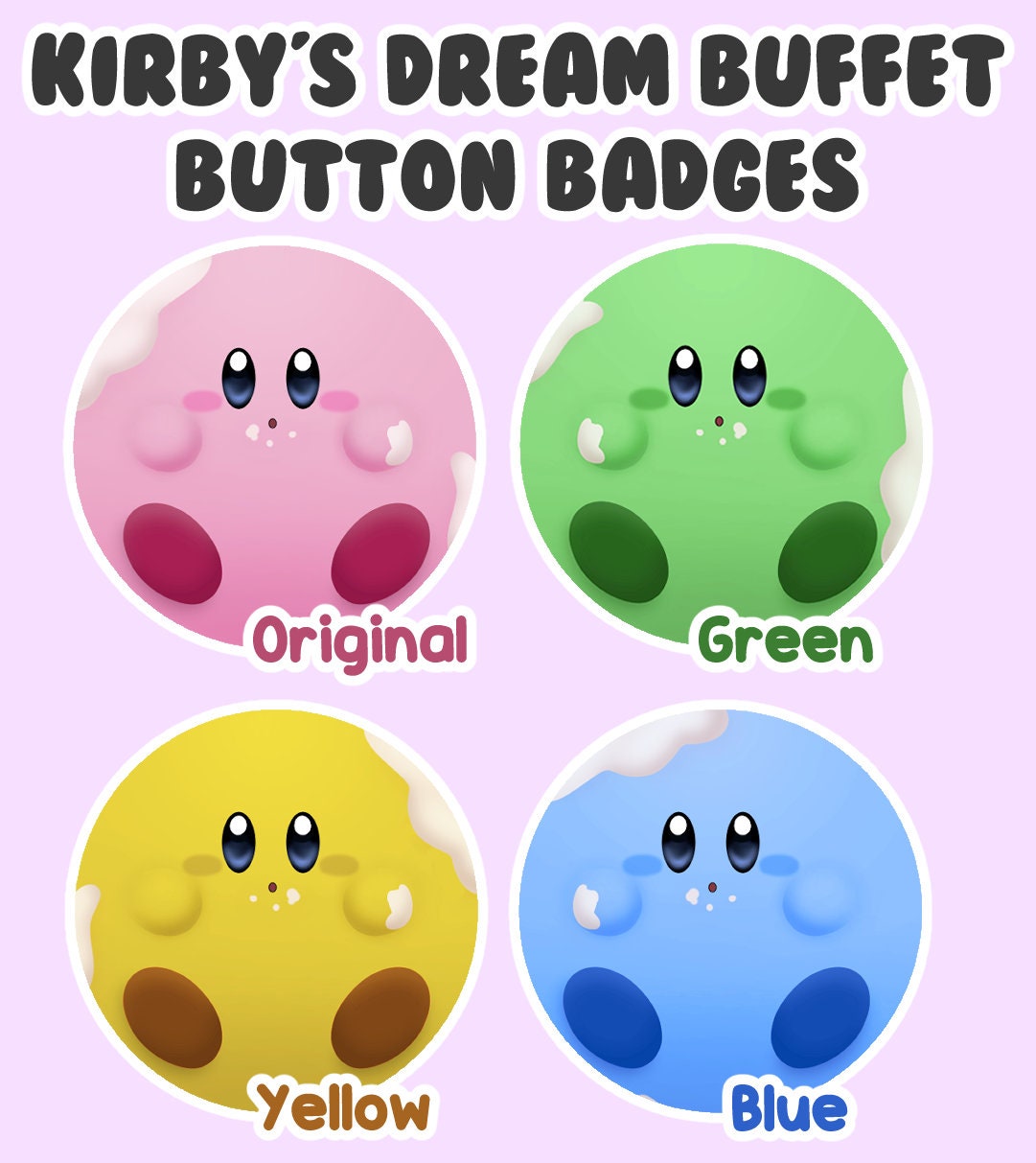 Kirby's Dream Buffet Character Buttons - Etsy Australia