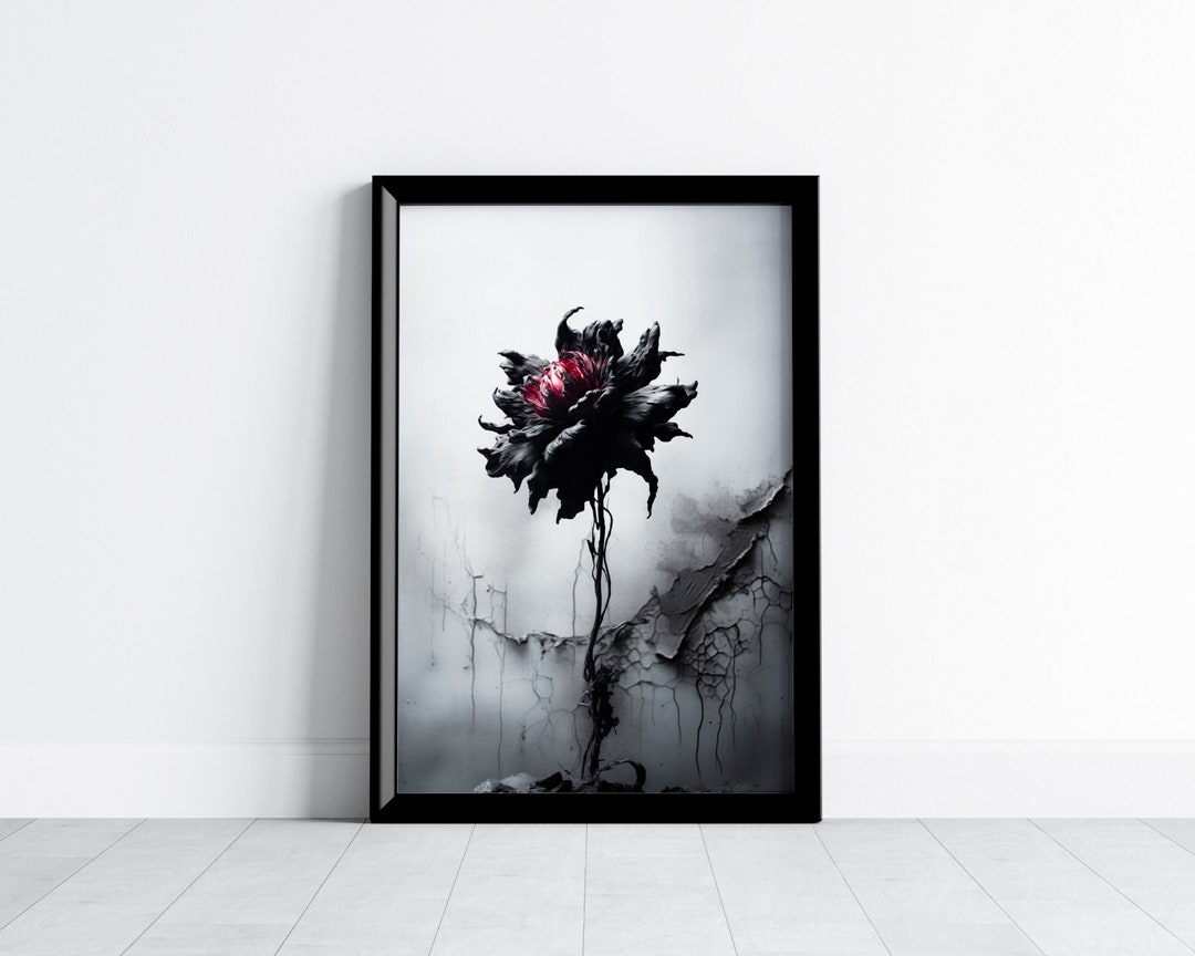 Dark Floral Gothic Wall Art, Printable Witchy Decor, Mysterious Black ...