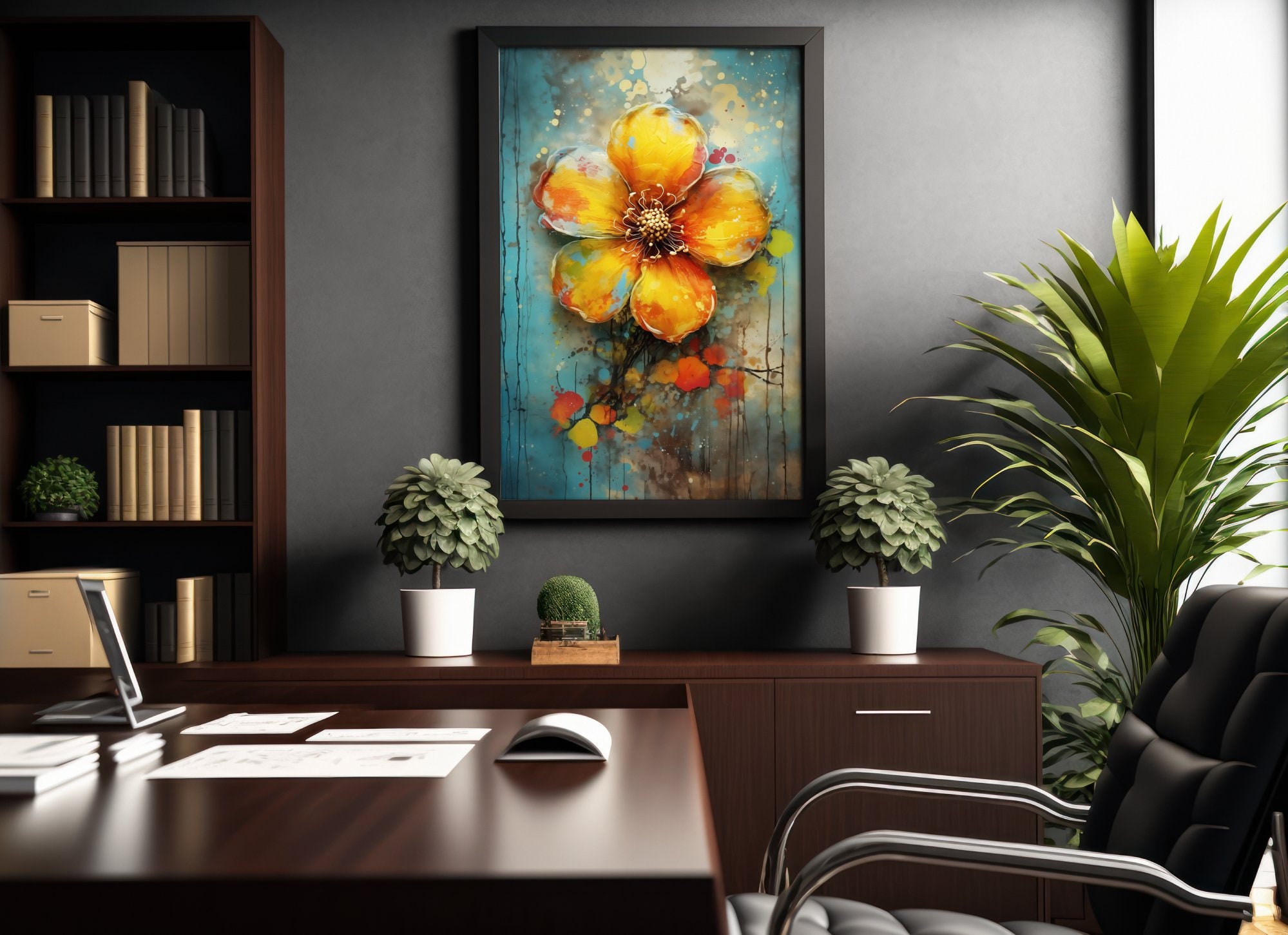 Colorful Flower Wall Art, Abstract Floral Art Print, Printable Wallart ...