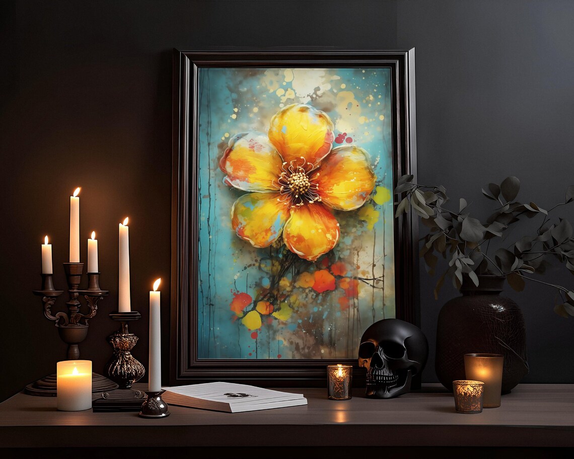 Colorful Flower Wall Art, Abstract Floral Art Print, Printable Wallart ...