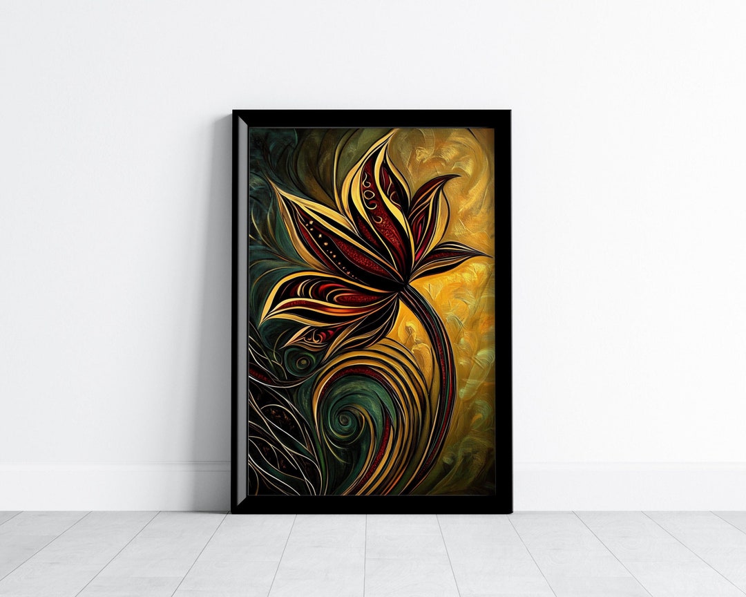 Abstract Floral Wall Art, Intricate Flower Printable, Modern Home Decor ...