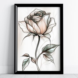 Sketch Watercolor Rose Printable Wall Art, Digital Download, Flower ...